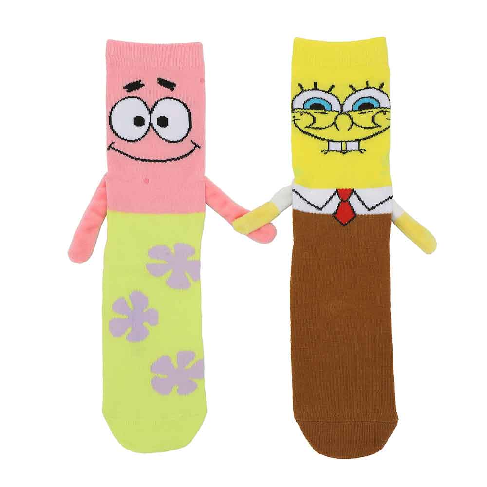 SpongeBob SquarePants & Patrick Holding Hands 3D Crew Socks – Pink ...