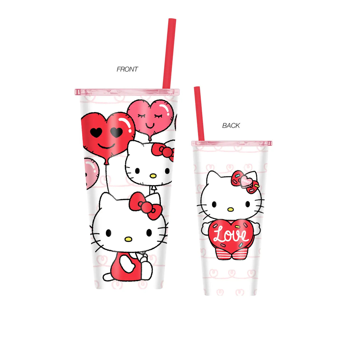 Hello Kitty Heart Balloons Double Walled Stainless Steel Tumbler – Pink ...
