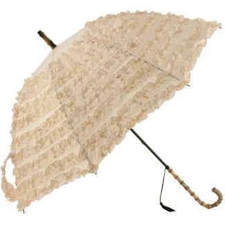 Cream Fifi Frilly Walking Stick Style Umbrella Parasol – Pink House ...