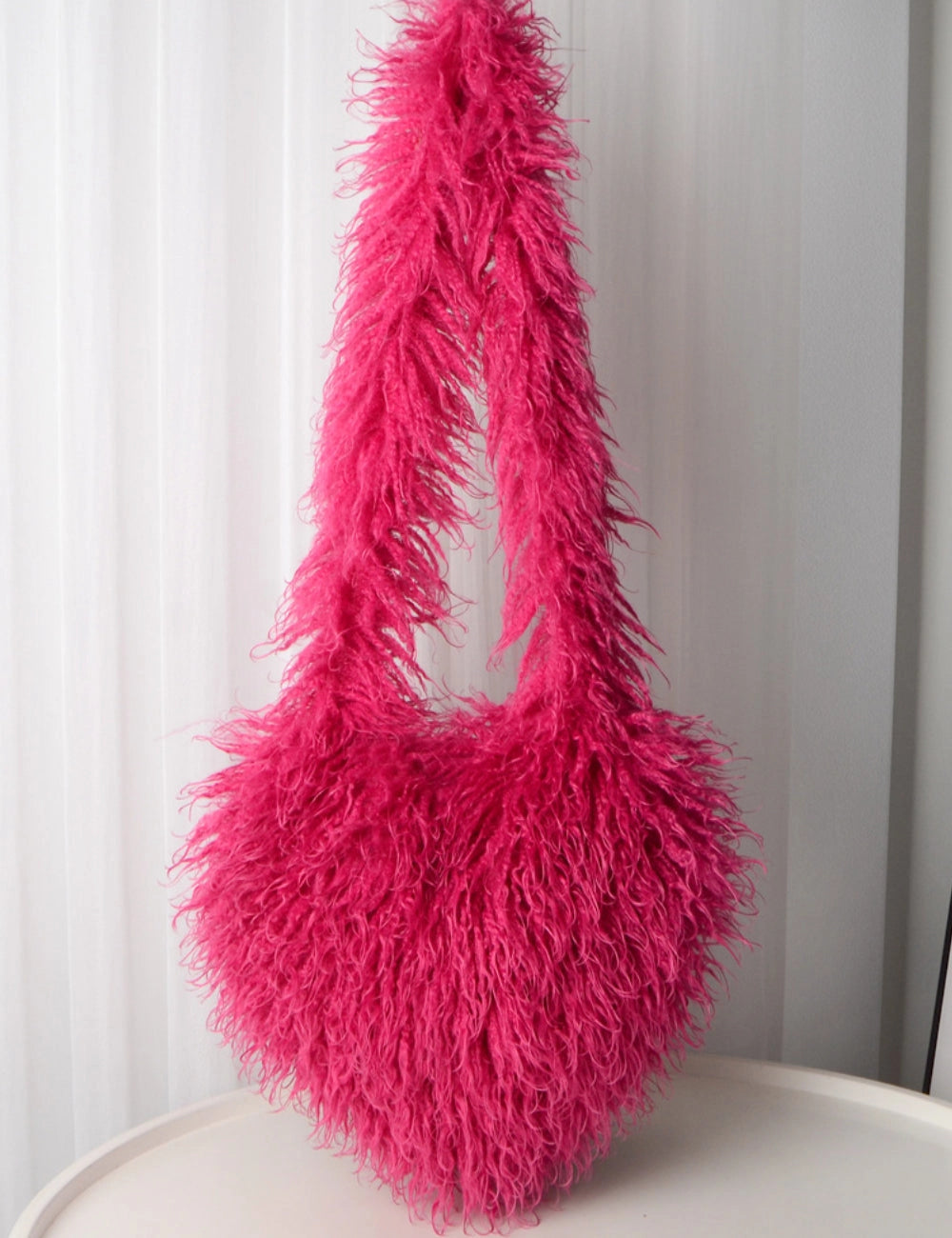 Rose Fluffy Faux Fur Heart Purse – Pink House Boutique