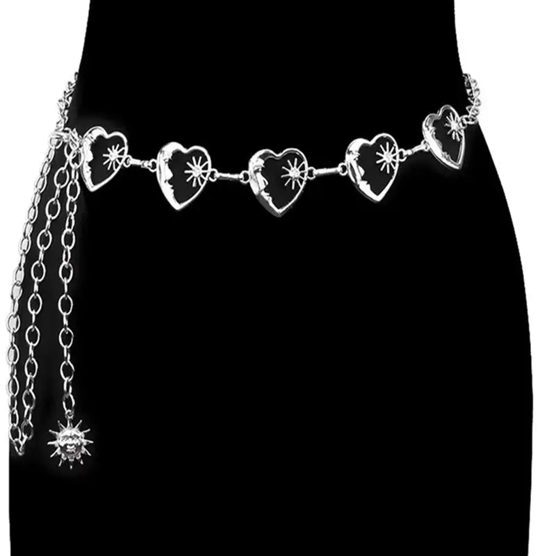 Whimsigoth Silver Celestial Hearts Waist Chain – Pink House Boutique
