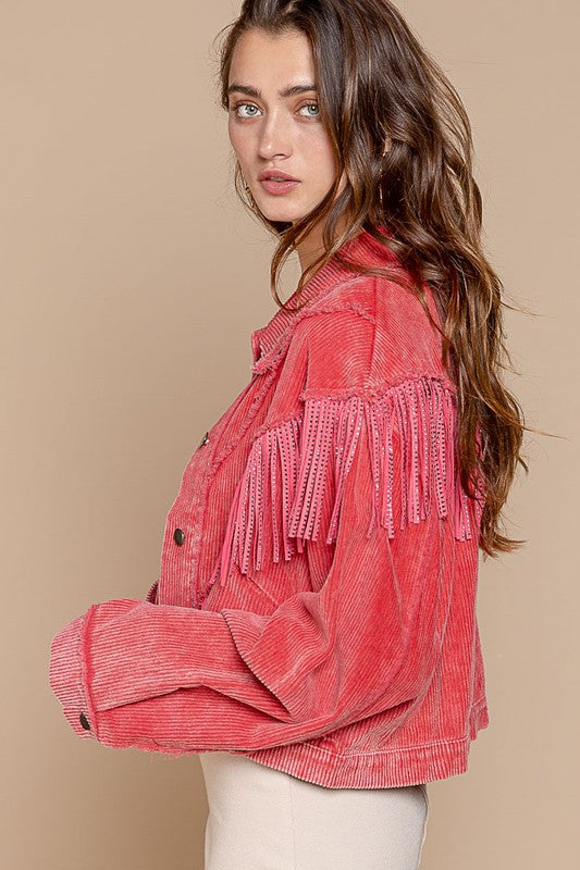 Jessie Ruby Fringe Corduroy Jacket – Pink House Boutique