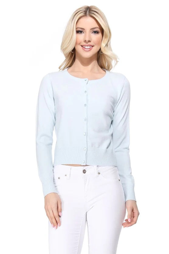 Classic Light Blue Cropped Cardigan – Pink House Boutique