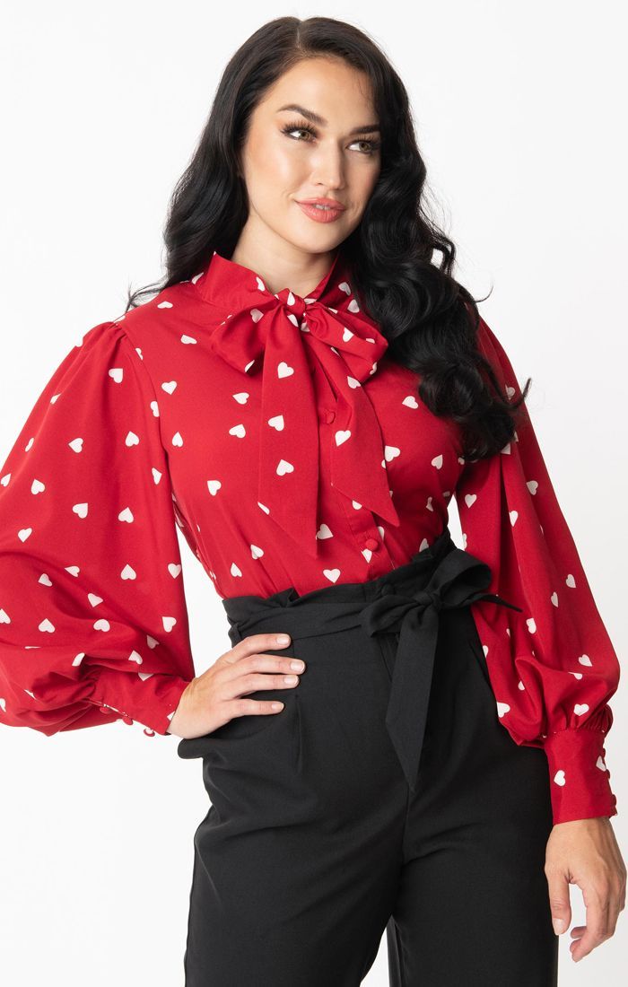 heart pattern blouse