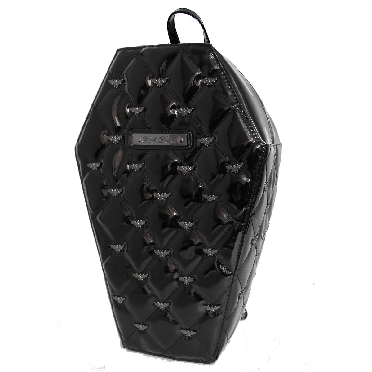 Black Quilted Vinyl with Bat Studs Coffin Backpack – Pink House Boutique